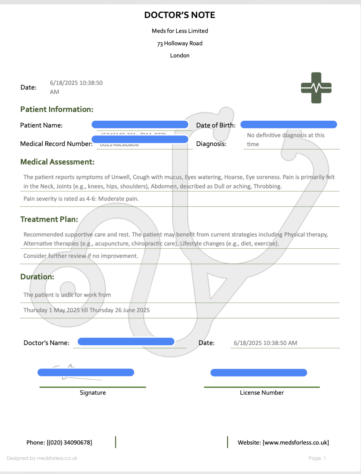Order Medical Certificate (Sick Note) Online | Meds For Less